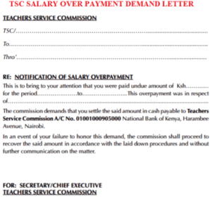 STEPS FOR TSC SALARY OVERPAYMENT RECOVERY - Opportunities For Kenyans